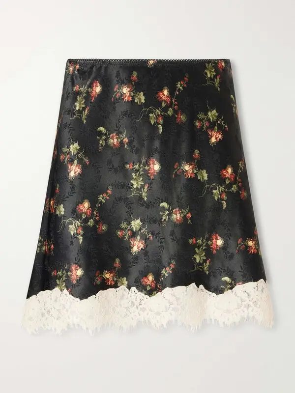 DÔEN Giulietta Lace-trimmed Floral-jacquard Mini Skirt - Multi