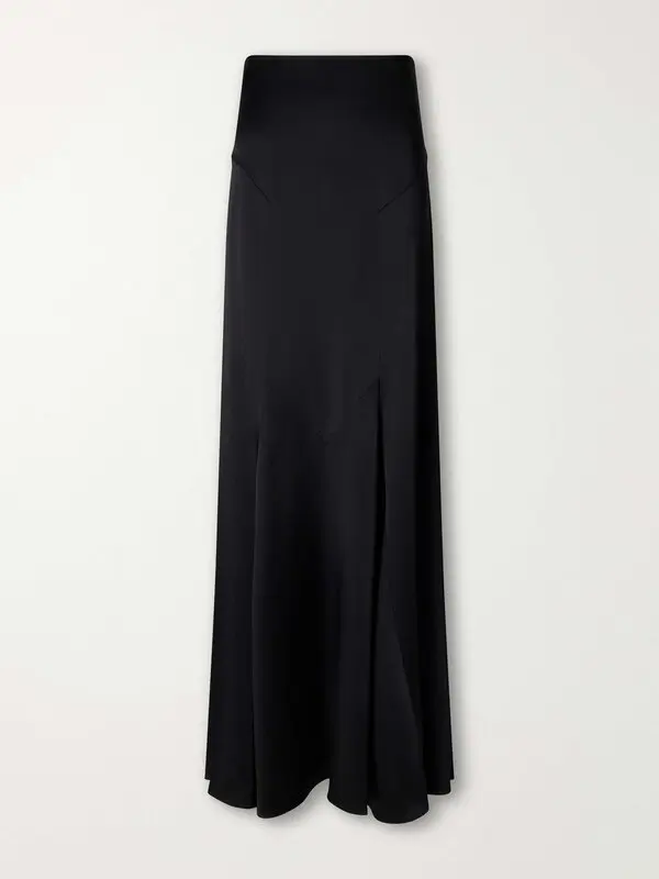 Stella McCartney Paneled Satin Maxi Skirt - Black