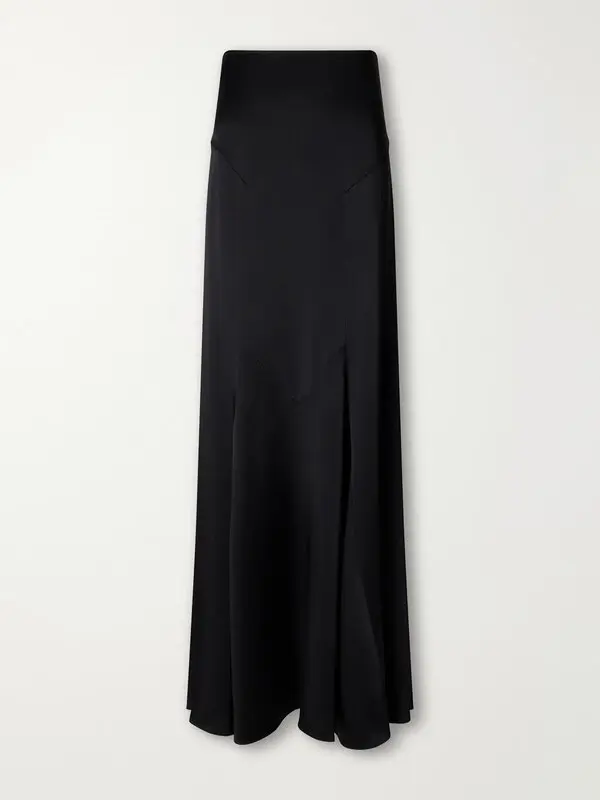 Stella McCartney Paneled Satin Maxi Skirt - Black