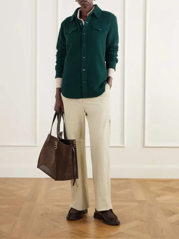 GOD'S TRUE CASHMERE Malachite Brushed Cashmere Shirt