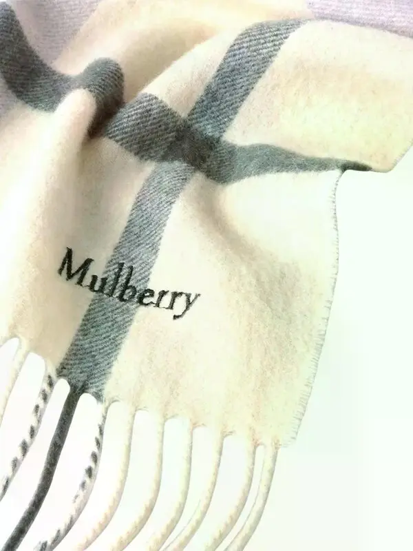 Mulberry Small Check Fringed-merino Wool Scarf