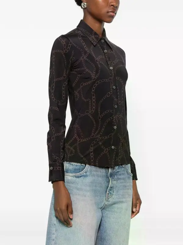 CALIBAN Chain-link-print Long-sleeve Shirt