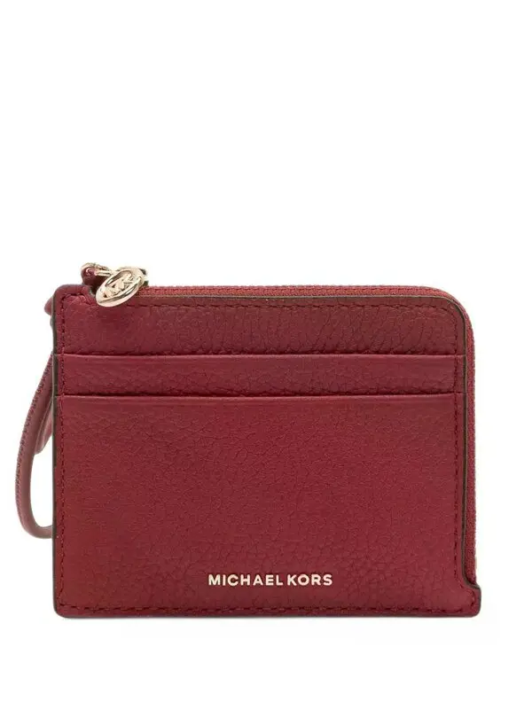 Michael Kors Jet Set Small Pebbled Leather Card Case Wristlet - Red