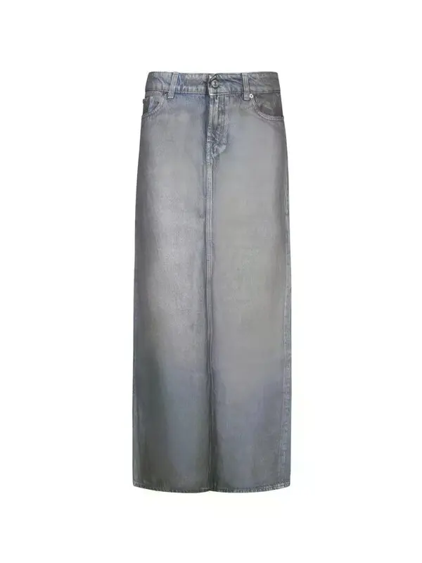 7 For All Mankind Metallic-effect Slit Maxi Skirt - Grey