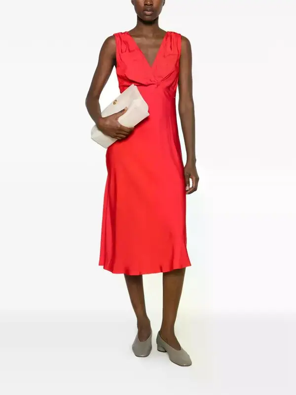 Calvin Klein V-neck Sleeveless Midi Dress - Red