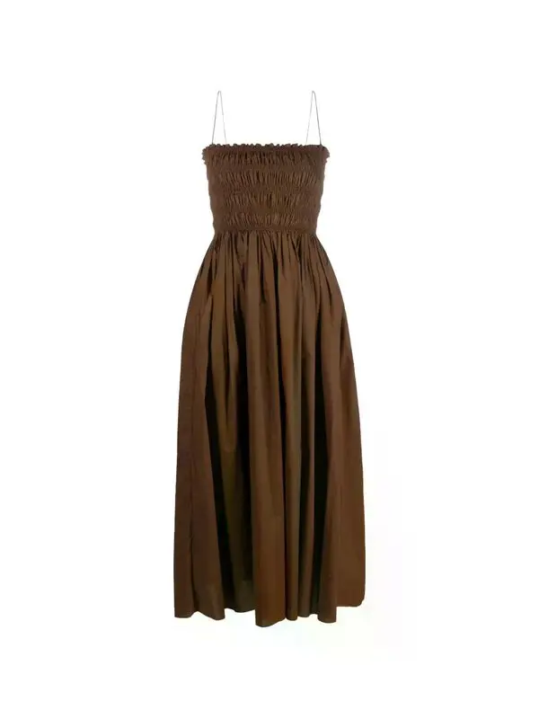 Matteau Shirred-bodice Spaghetti-strap Midi Dress