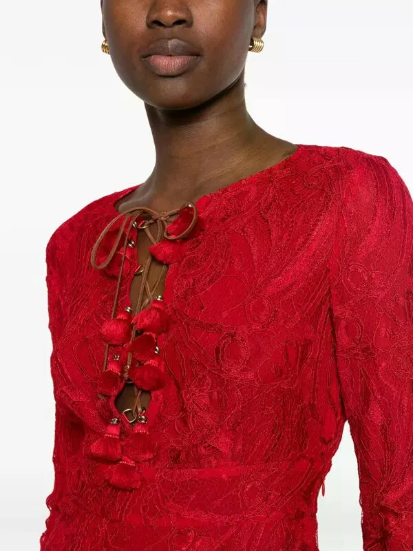Emilio Pucci Tassel-embellished Lace Mini Dress