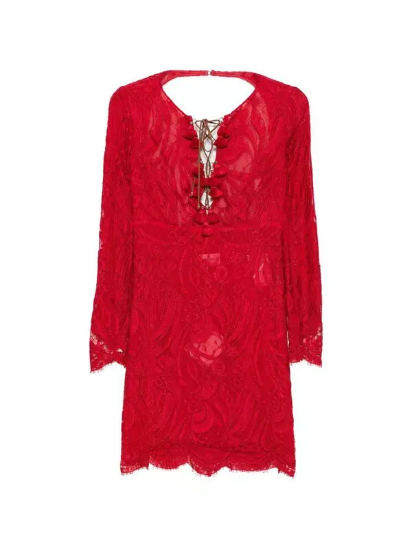 Emilio Pucci Tassel-embellished Lace Mini Dress - Red