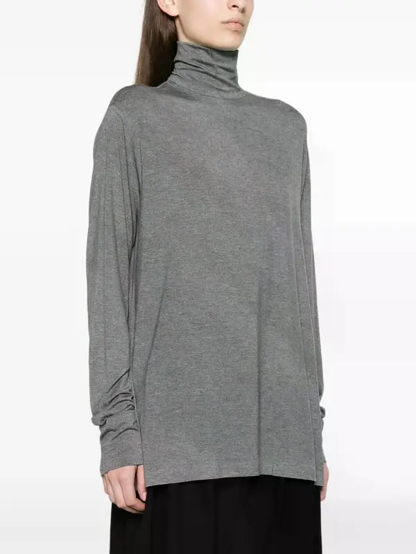 Norma Kamali Long-sleeve Turtleneck Easy-fit Top - Grey