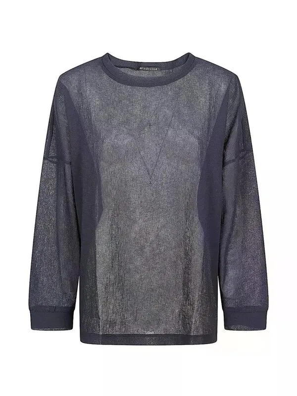 Mizuiro Ind Crew-neck Cotton Top - Blue