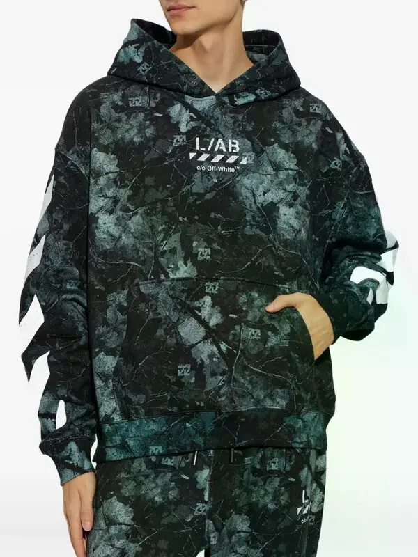 L/AB C/O OFF-WHITE Marble-print Logo-print Hoodie