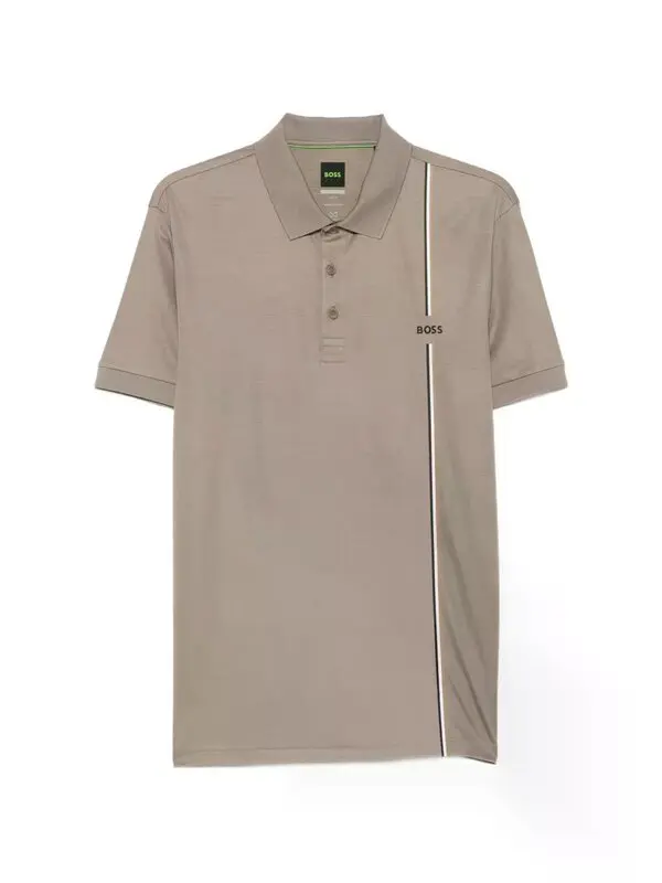 BOSS Logo-print Striped Polo Shirt - Neutrals