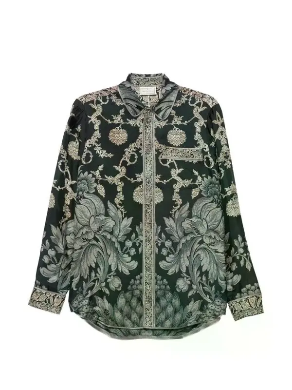 PIERRE-LOUIS MASCIA Aloe Floral-print Silk Shirt - Green