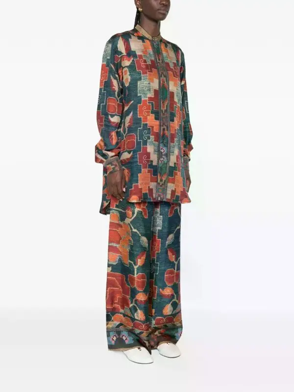 PIERRE-LOUIS MASCIA Aloe Geometric-print Silk Shirt