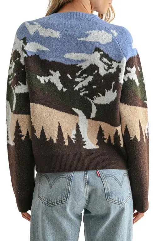 ALL IN FAVOR Scenic Mountain Pattern Cardigan