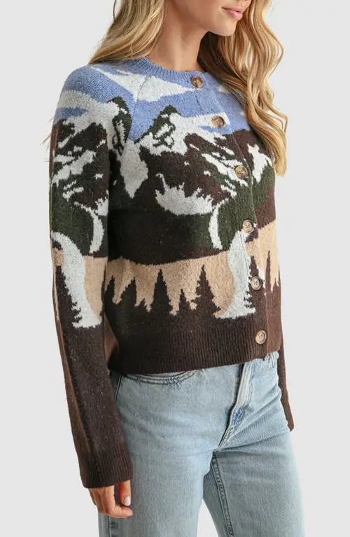 ALL IN FAVOR Scenic Mountain Pattern Cardigan