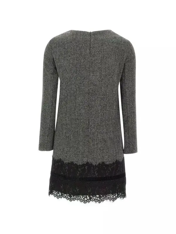 KAOS Lace-trimmed Bouclé-tweed Midi Dress
