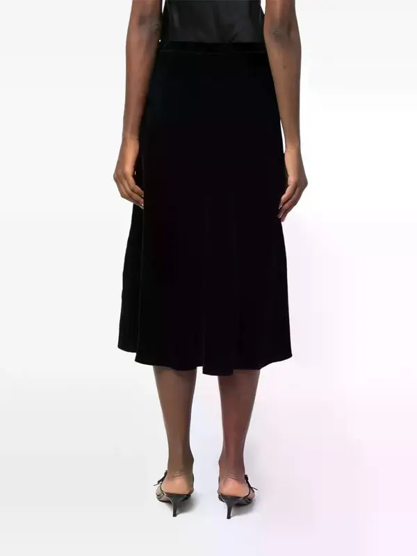 Gold Hawk Velvet Pencil Midi Skirt
