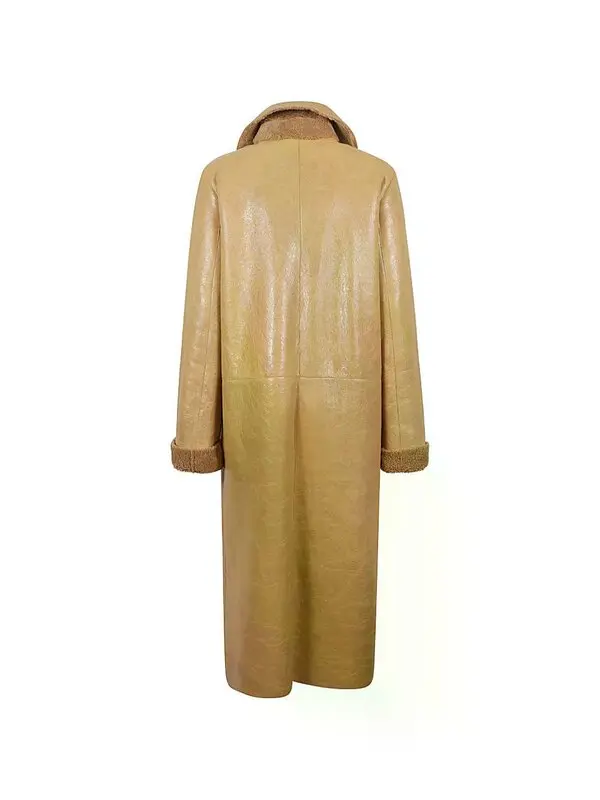 Fendi Leather Coat - Neutrals