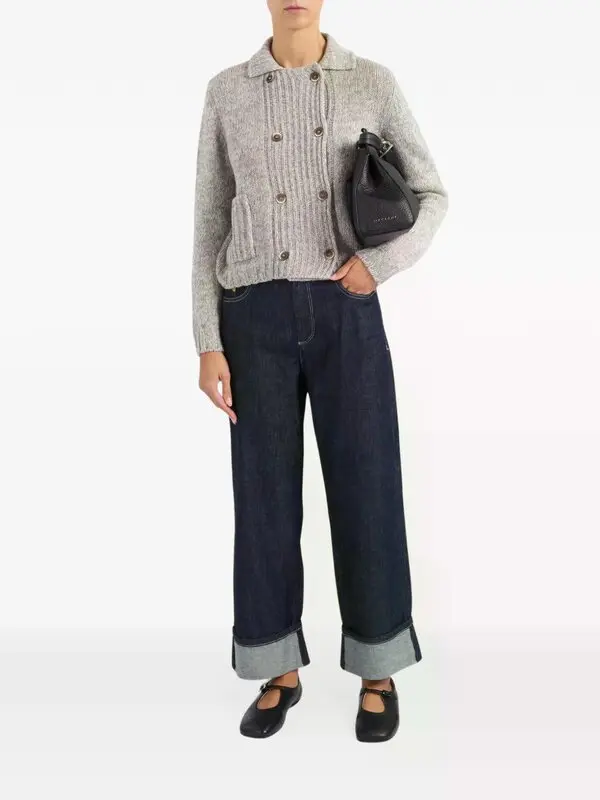 GRAN SASSO Double-breasted Ribbed-knit Cardigan