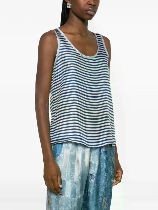 PIERRE-LOUIS MASCIA Aloe Striped Silk Top