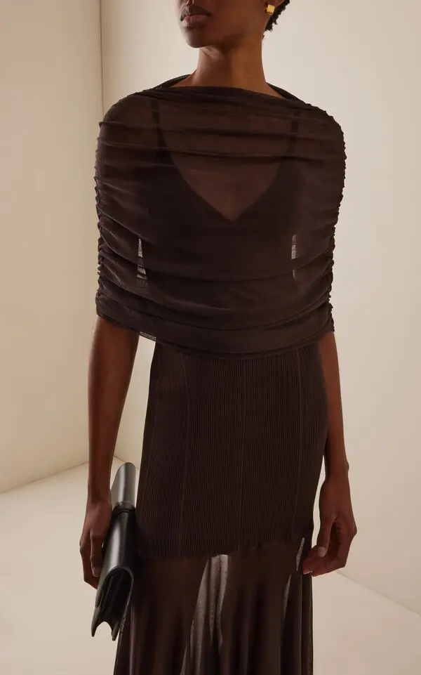 Brandon Maxwell Exclusive Knit Maxi Cape Dress