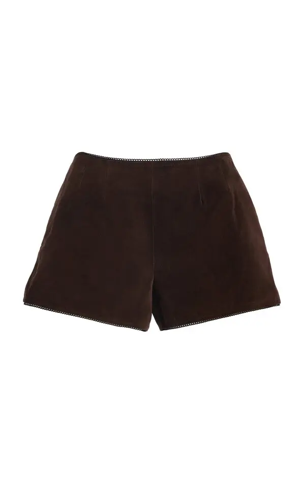 Brandon Maxwell Exclusive Suede Mini Shorts - Brown