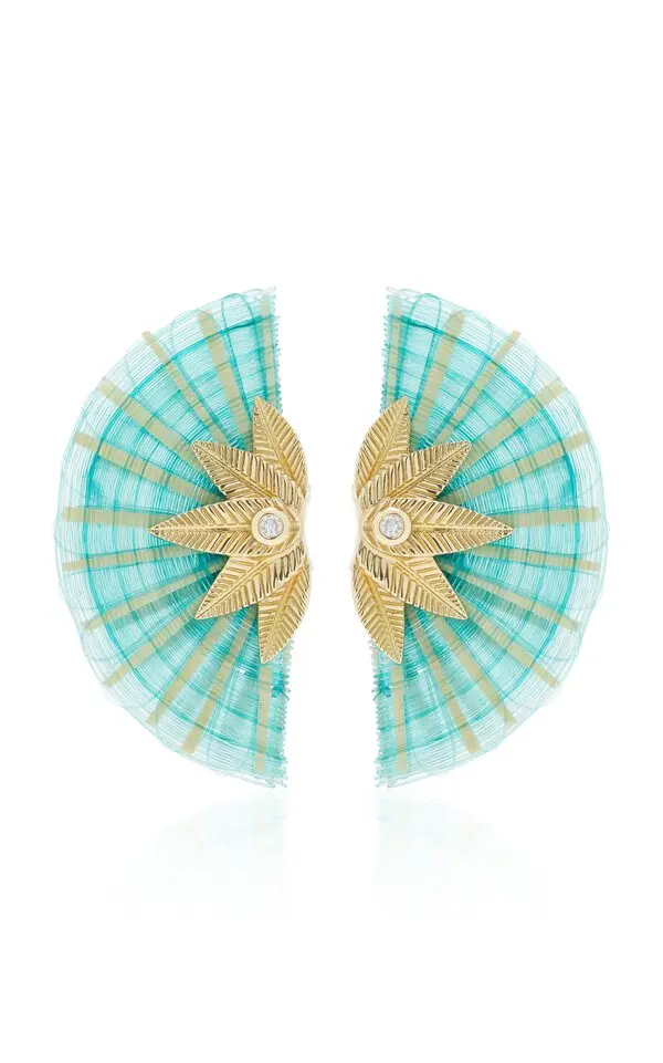 SILVIA FURMANOVICH Horse Mane 18k Yellow Gold Diamond And Sapphire Earrings - Blue