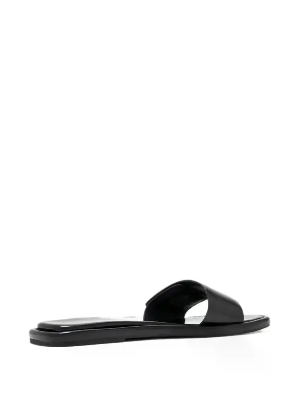 Tory Burch T Lock Leather Slides - Black