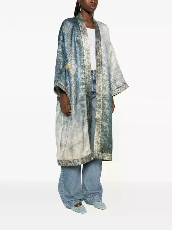 PIERRE-LOUIS MASCIA Floral-print Open-front Coat