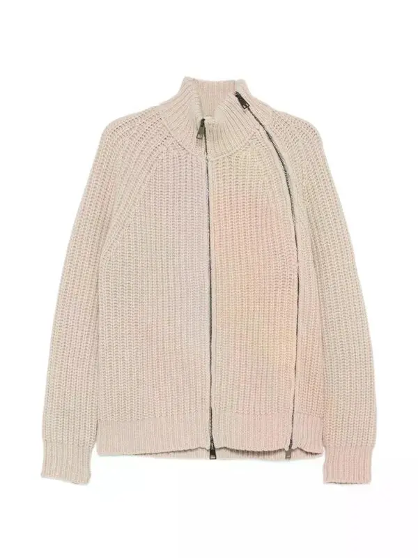 ATOMO FACTORY Ribbed-knit Zip-up Cardigan
