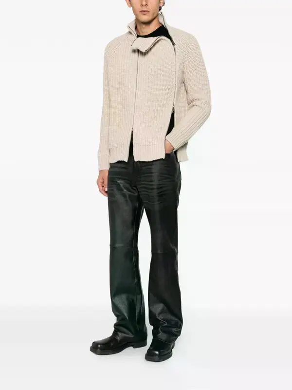 ATOMO FACTORY Ribbed-knit Zip-up Cardigan
