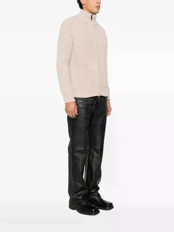 ATOMO FACTORY Ribbed-knit Zip-up Cardigan