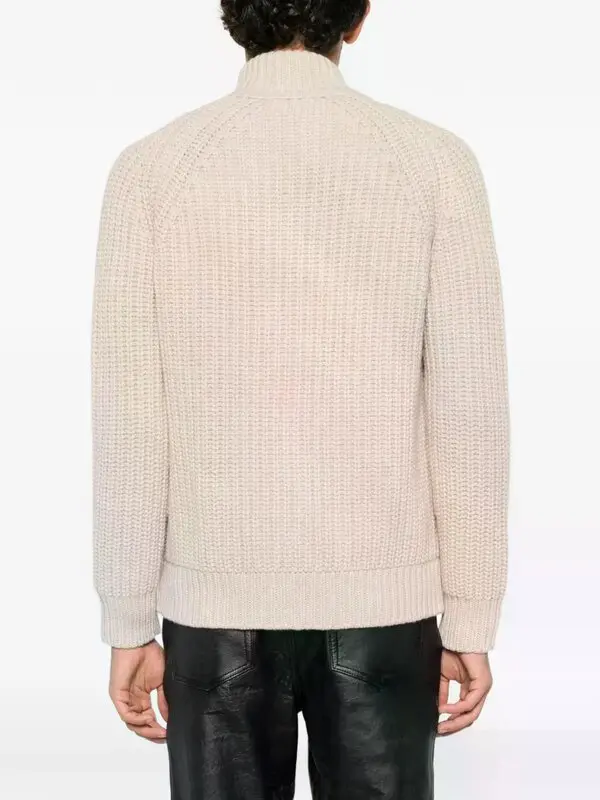 ATOMO FACTORY Ribbed-knit Zip-up Cardigan