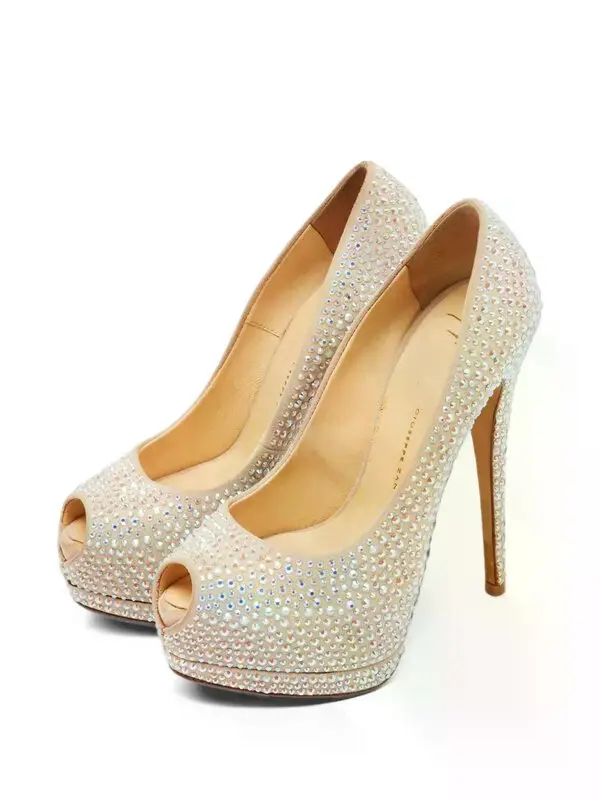 GIUSEPPE ZANOTTI Sharon Crystal-embellished Peep-toe Pumps
