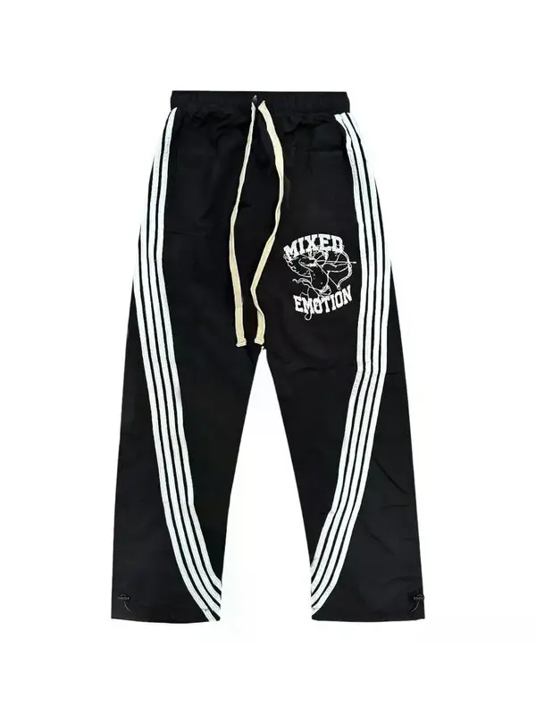 Mixed Emotion Logo-print Side-stripe Track Pants - Black