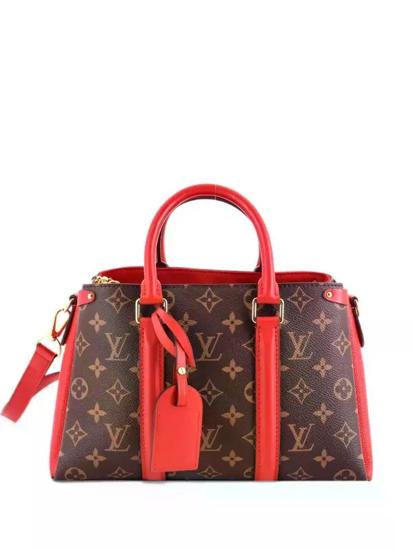 LOUIS VUITTON Soufflot Tote Monogram Canvas With Leather Bb Satchel - Red