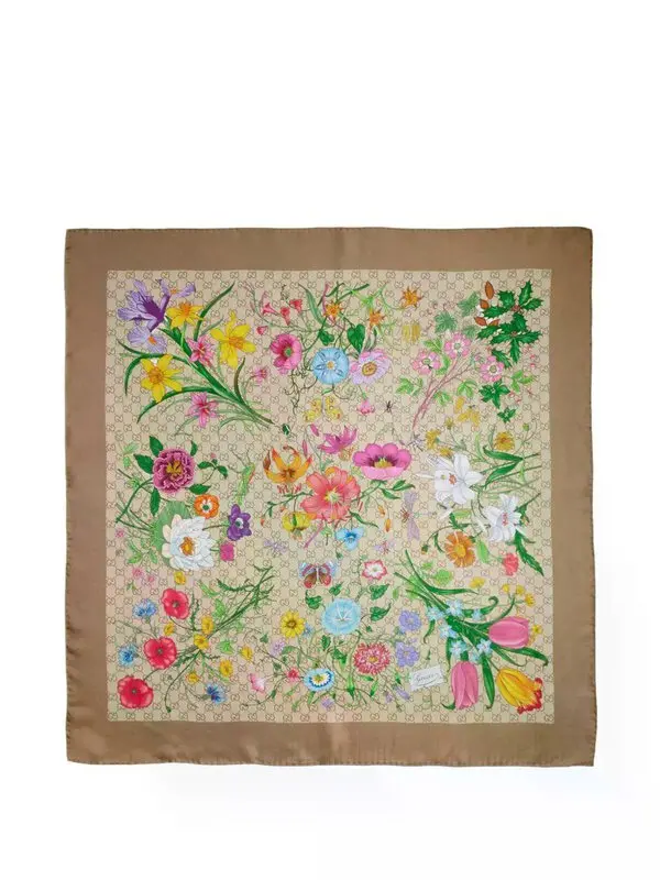 Gucci Printed Gg Silk Twill Carr