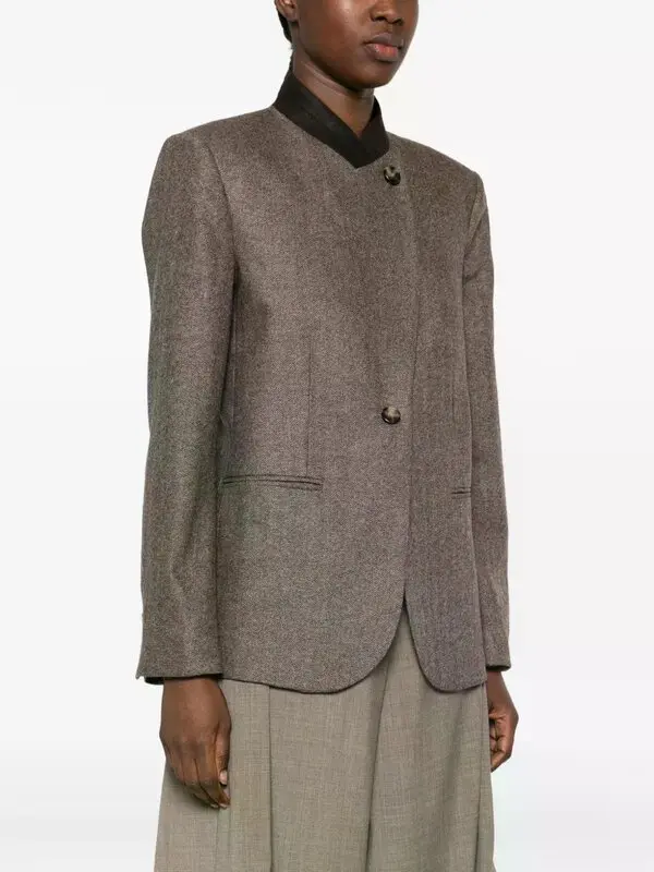 TWP Herringbone-pattern Asymmetric-fastening Jacket