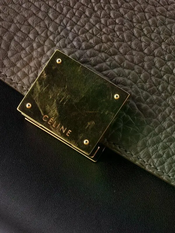Celine Tricolor Trapeze Bag Leather Medium Satchel