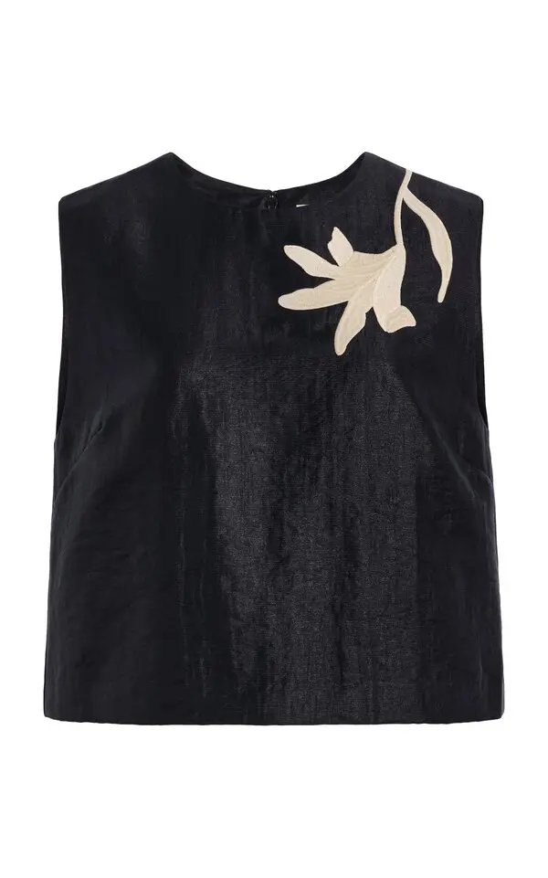 BY MALENE BIRGER Valentina Matelassé Cropped Top - Black