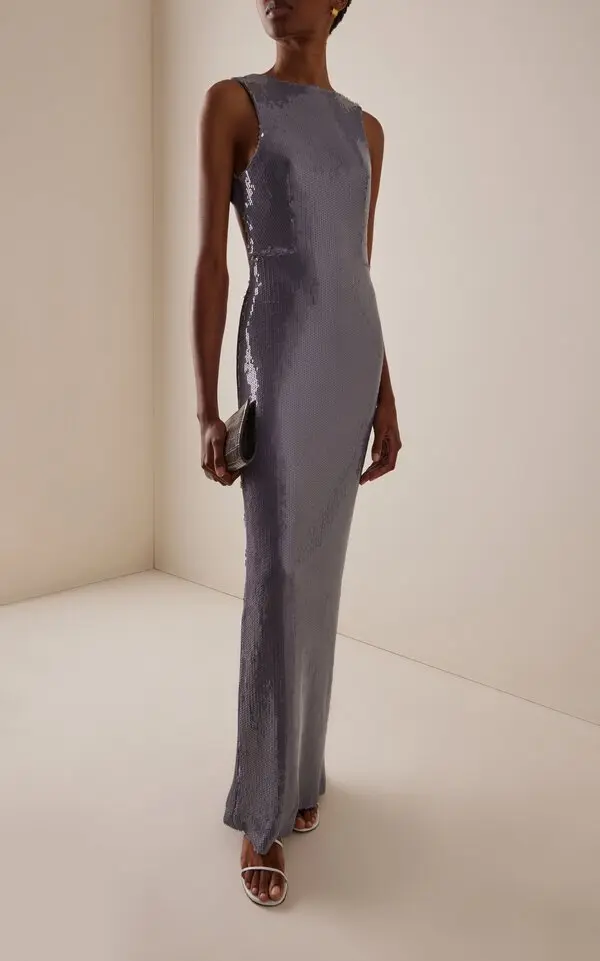 Ila Nala Open-back Sequined Maxi Dress