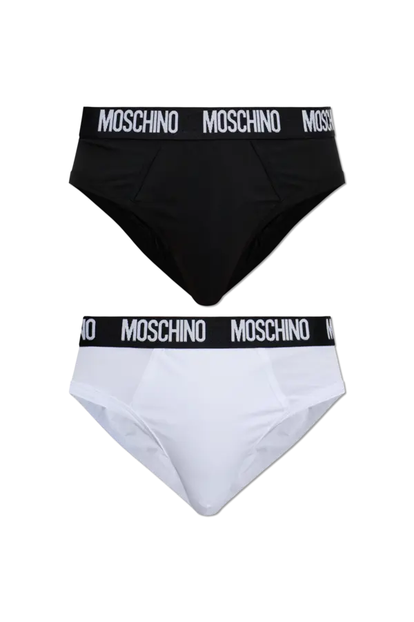 Moschino Two-pack Logo Briefs - Black