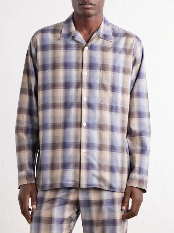 TEKLA Auralee Checked Organic Cotton-flannel Pyjama Shirt
