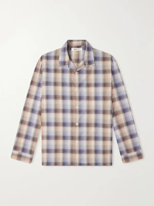 TEKLA Auralee Checked Organic Cotton-flannel Pyjama Shirt - Blue