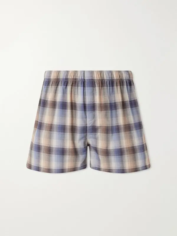 TEKLA Auralee Checked Organic Cotton-flannel Boxers