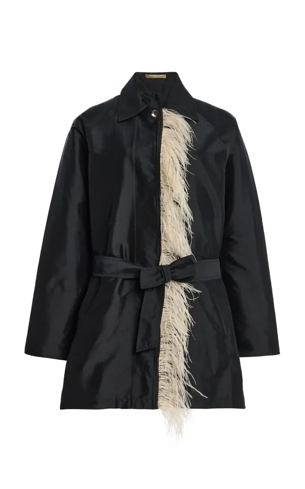 Chan Luu Techno Taffeta Short Trench - Black