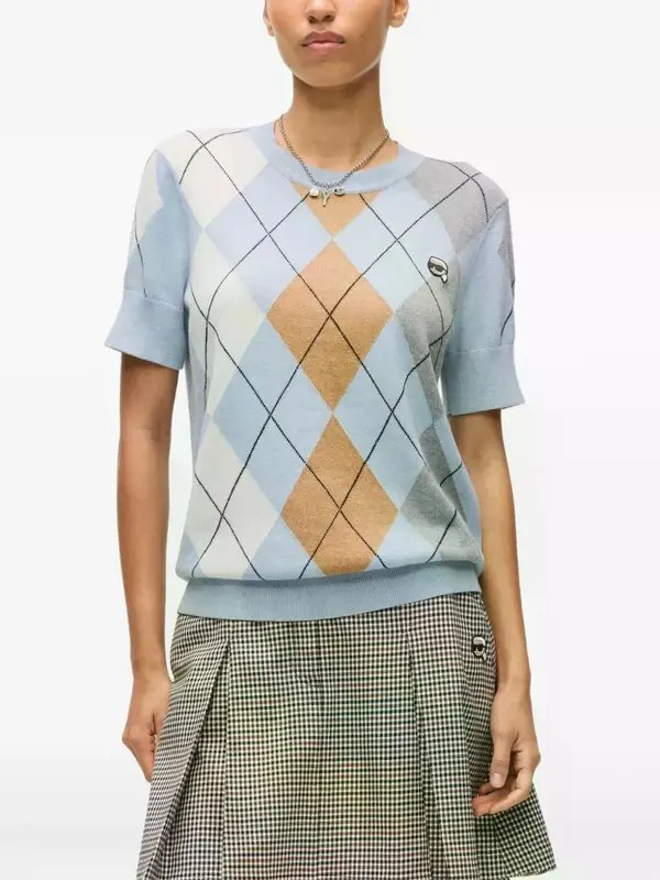 Karl Lagerfeld Ikon Argyle-intarsia Sweater - Blue