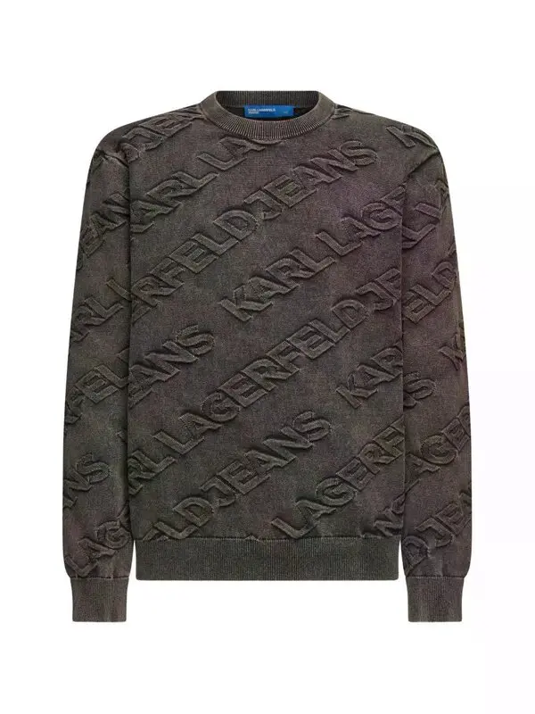 Karl Lagerfeld Acid-wash Logo-embossed Sweater