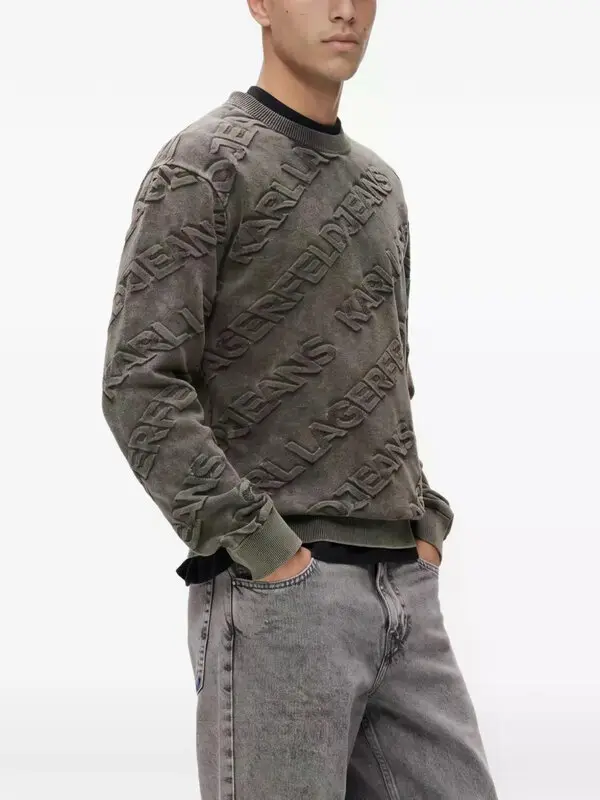 Karl Lagerfeld Acid-wash Logo-embossed Sweater